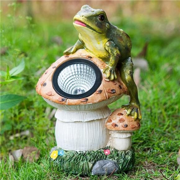 Accents | Solar Garden Statue Frog Figurine Cute Frog Statue On ...